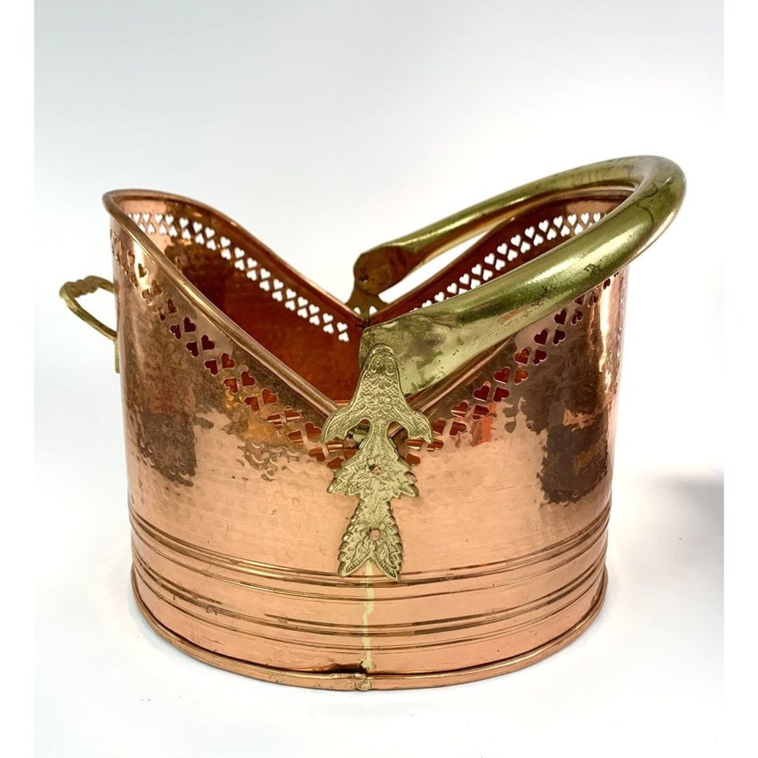 Copper and Brass, Unique Vintage Basket Container for Kitchen Home ...