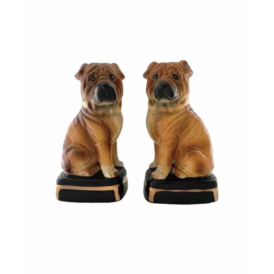 Dog Statue Pair Takahashi Shar Pei Figurine Vintage Collectible Decor ...