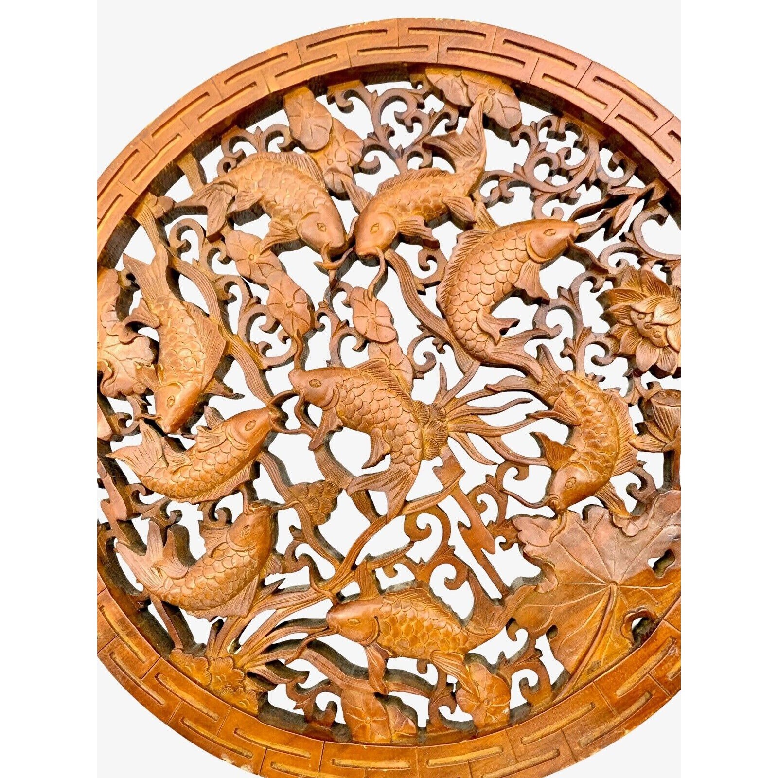 Koi Fish Design Asian Carved Wood Wall Mount Vintage Oriental Decor - Etsy