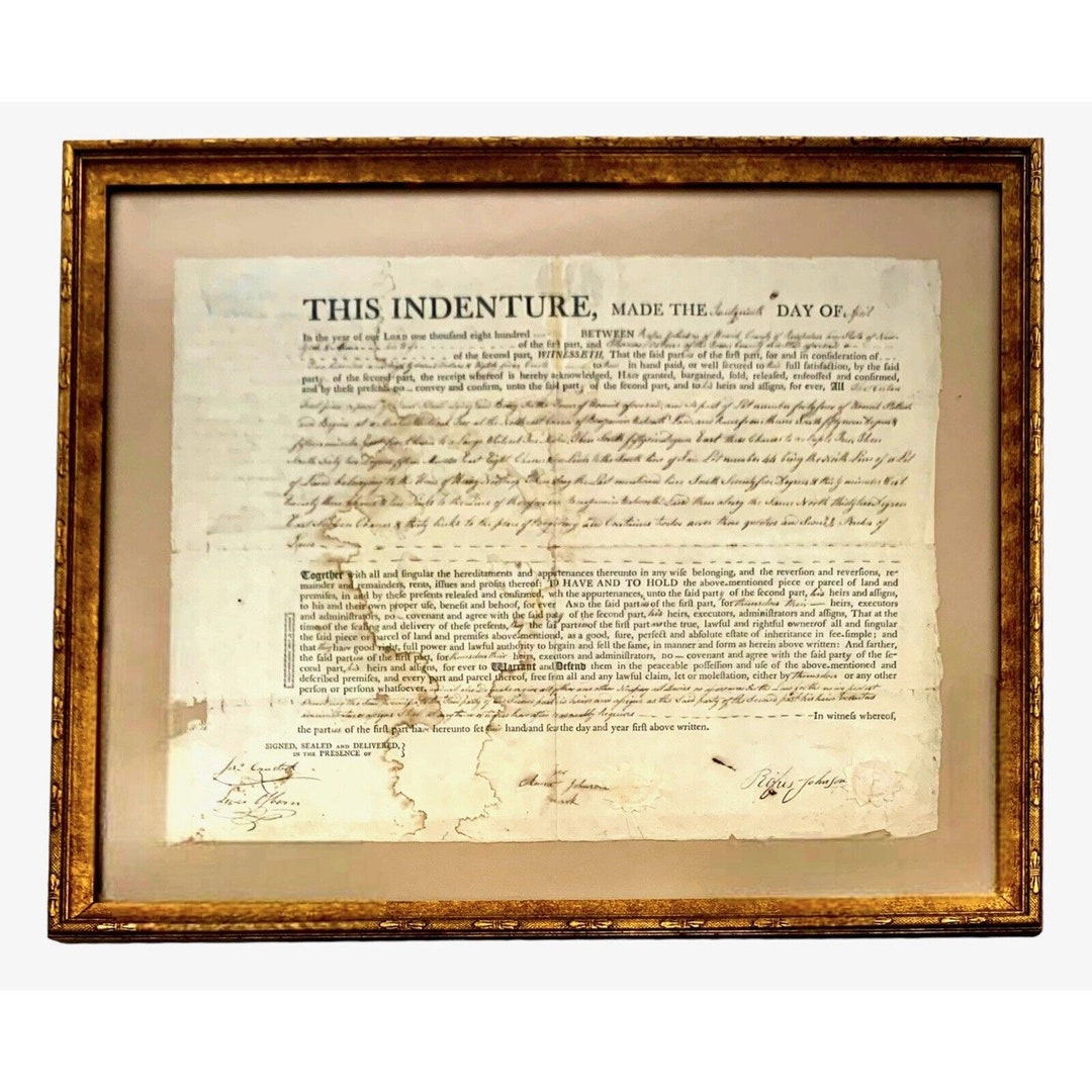 Art Legal Document From New York 1801 Framed Antique Record for Office ...