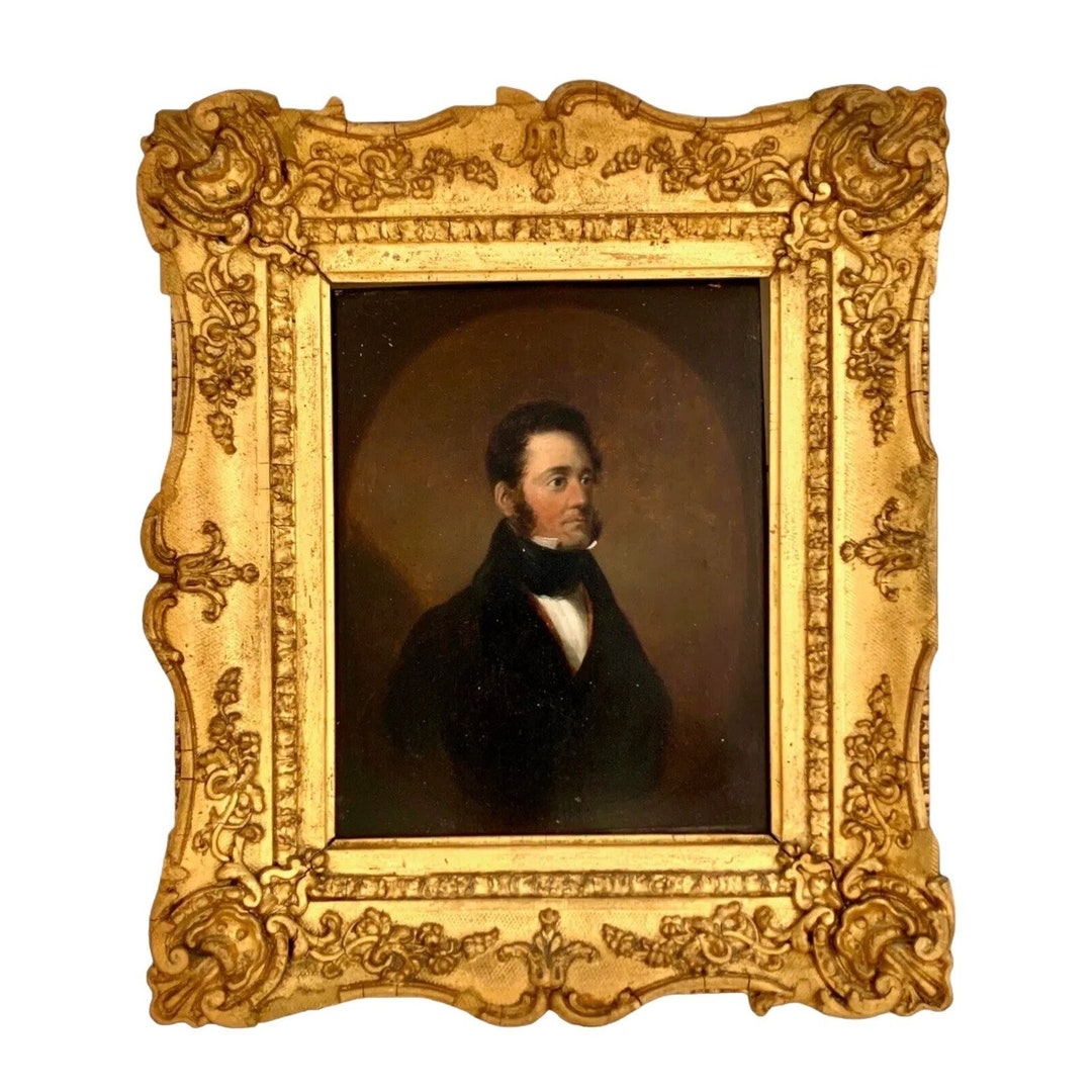 Antique Portrait Gentleman Painting Oil on Board Classic Art Decor Gift ...