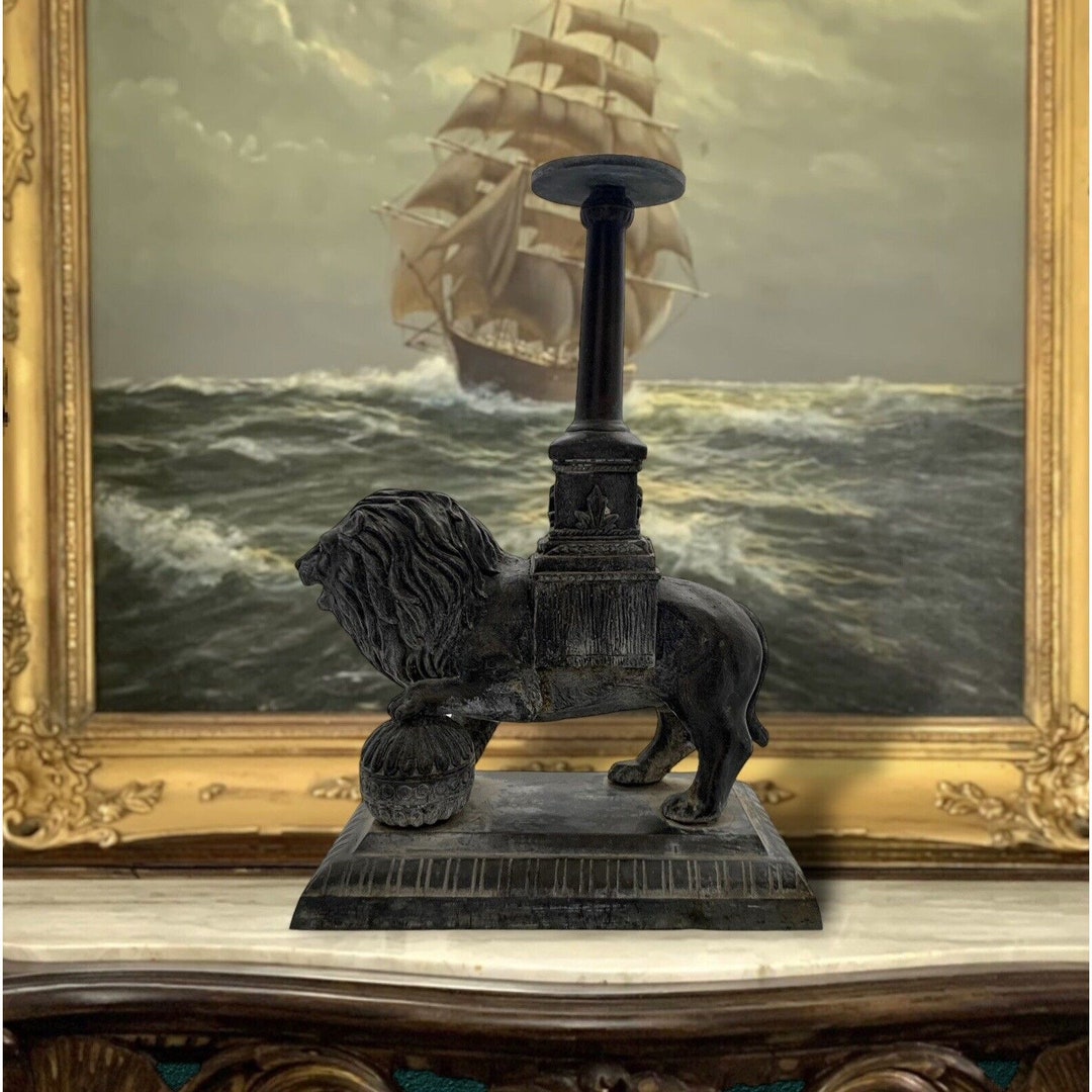 Lion Statue Heavy Metal Sculpture Old Vintage Decor - Etsy