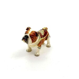 Dog Bulldog Trinket Box Gemstone Enamel Adorable Vintage Gift - Etsy