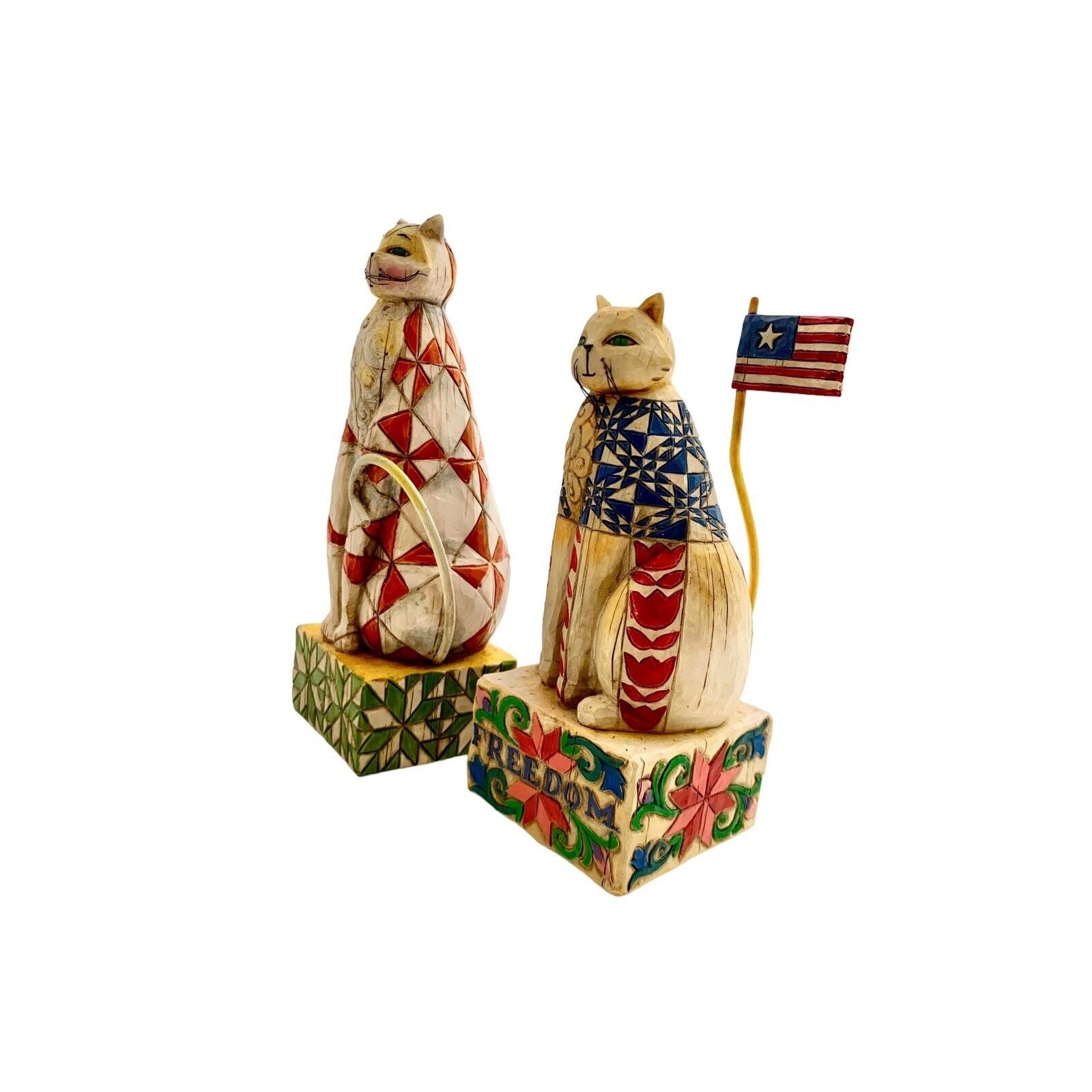 Jim Shore Freedom Cat Pair American Flag Heartwood Creek Patriotic ...