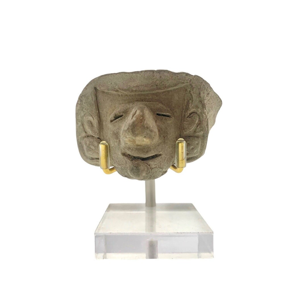 Antique Artifact Pre-columbian Head Fragment on Golden Acrylic - Etsy