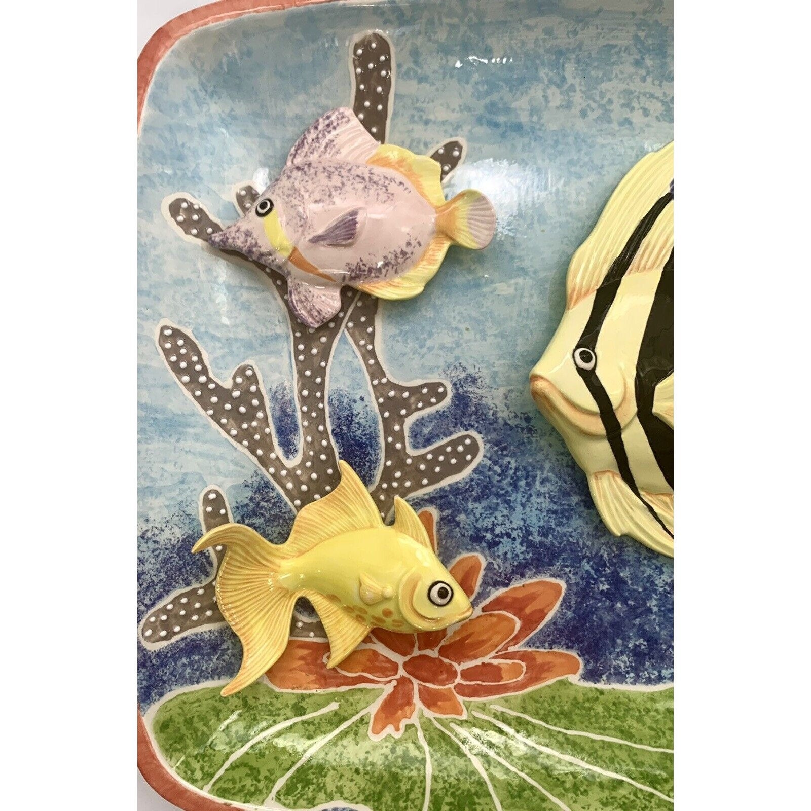 Tray Fish 3D Design Large Heavy Decorative Plate Vintage Tropical ...