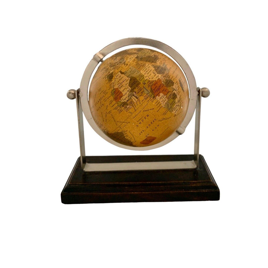 World Globe on Wooden Base Vintage Office Decor Gift - Etsy