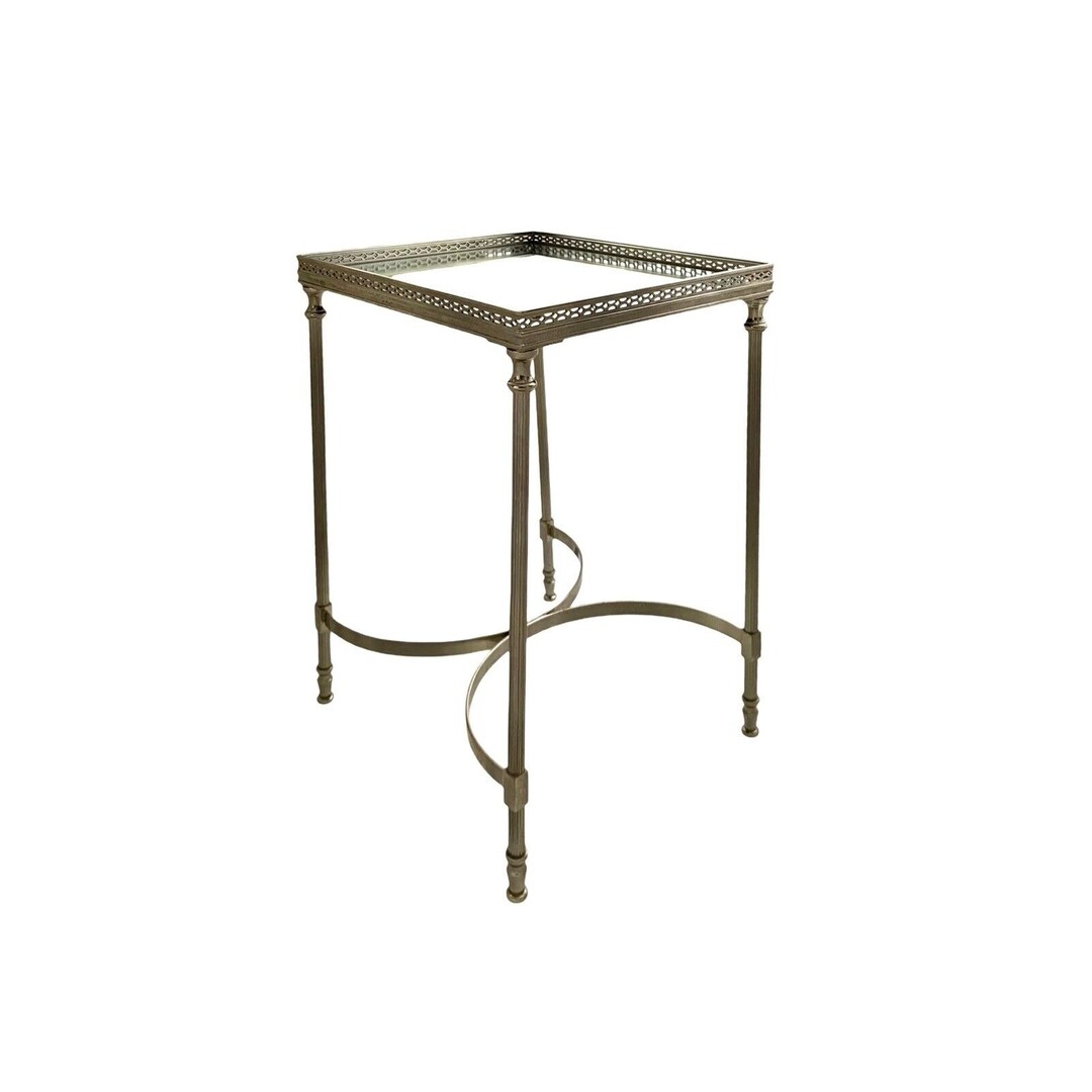Table Metal Silver Small Accebt With Mirror Top Global Views Design ...