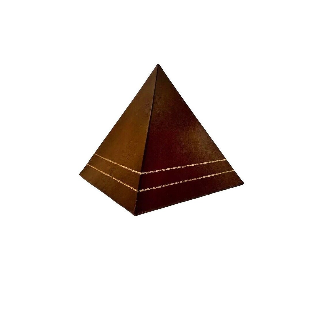 Pyramid Figure Vintage Leather Statue With Gold Detail Motif for Office ...