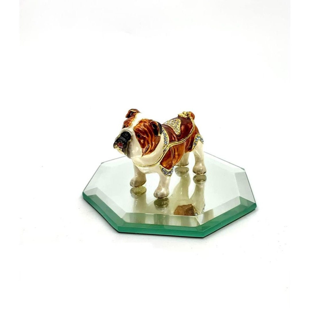 Dog Bulldog Trinket Box Gemstone Enamel Adorable Vintage Gift - Etsy