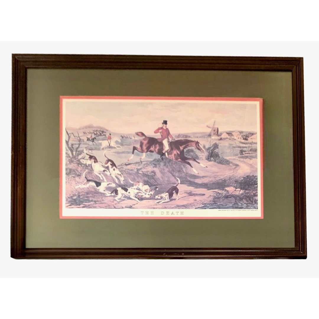 Fox Hunt Horse Authenticated Print Framed and Glass Cover Old Vintage ...