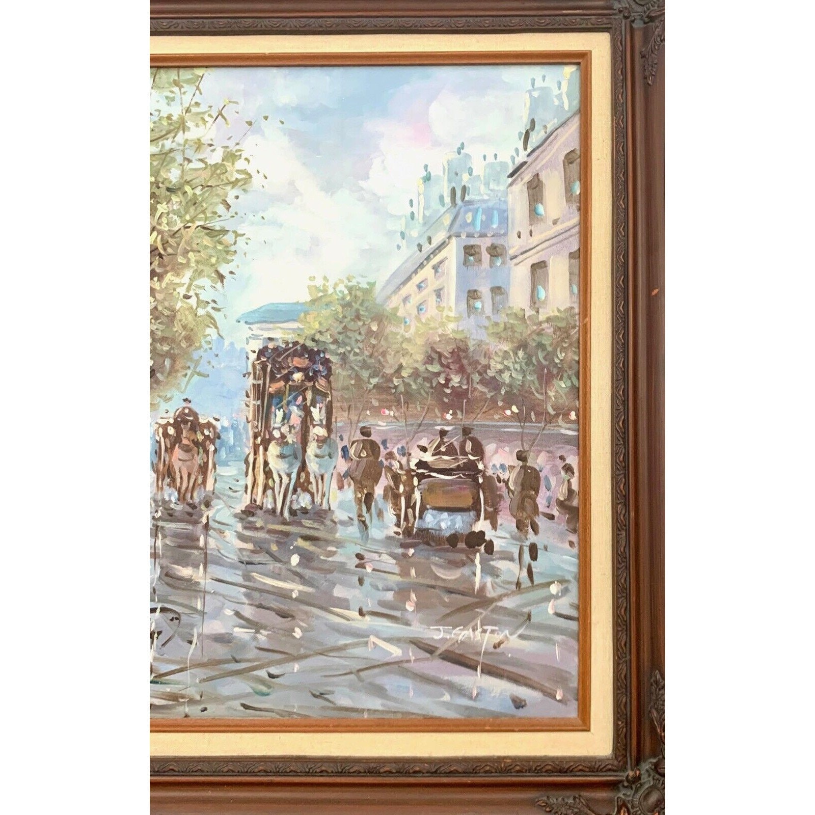 Painting Paris City Scenery Oil on Canvas Signed J.gaston Vintage Art ...