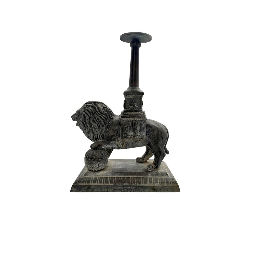 Lion Statue Heavy Metal Sculpture Old Vintage Decor - Etsy
