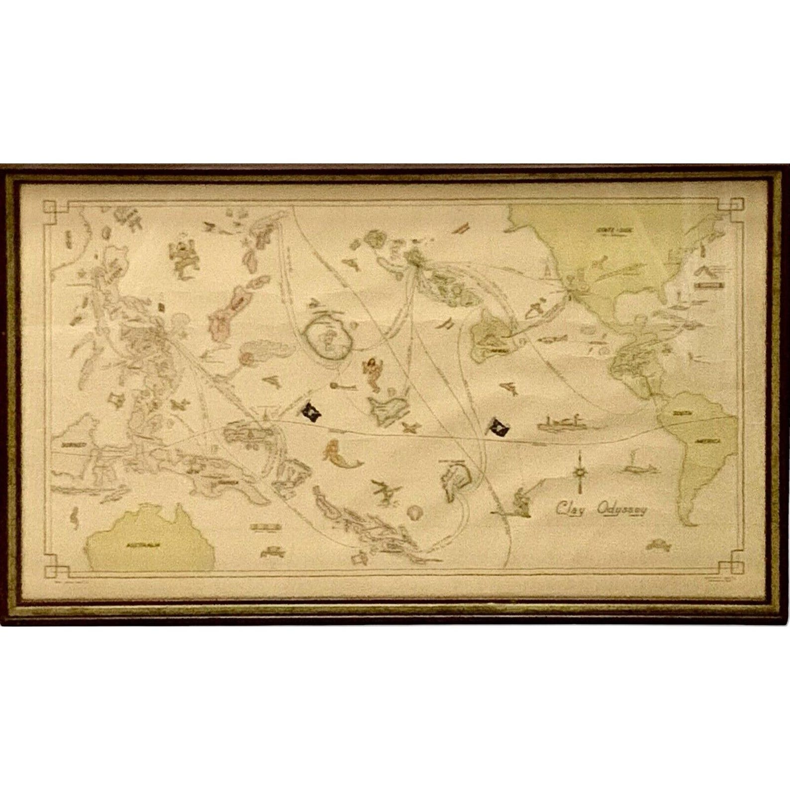 World Map Visionary Title Clay Odyssey Vintage 1946 by Swirles and Kerr ...