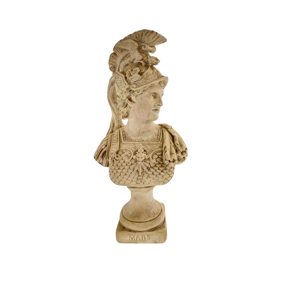 Mars God Bust Roman Symbol of War Statue Plaster Vintage Old World ...