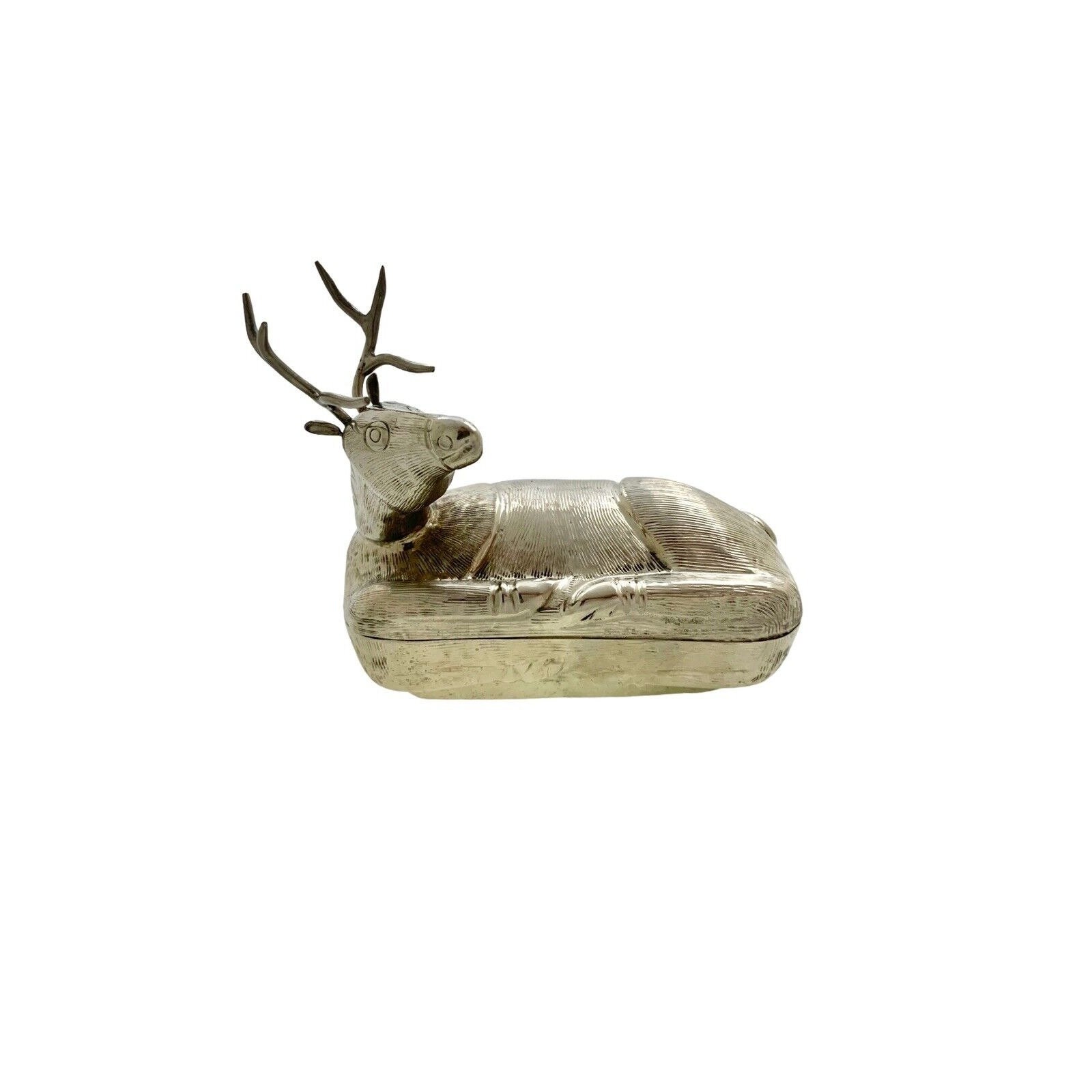Deer Shape Box Metal Reindeer Lidded Contianer Unique Vintage Decor ...