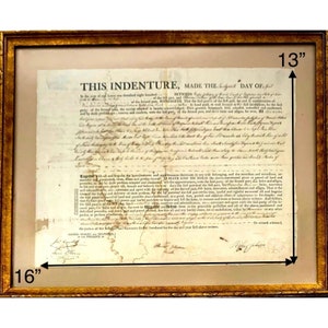 Art Legal Document From New York 1801 Framed Antique Record for Office ...