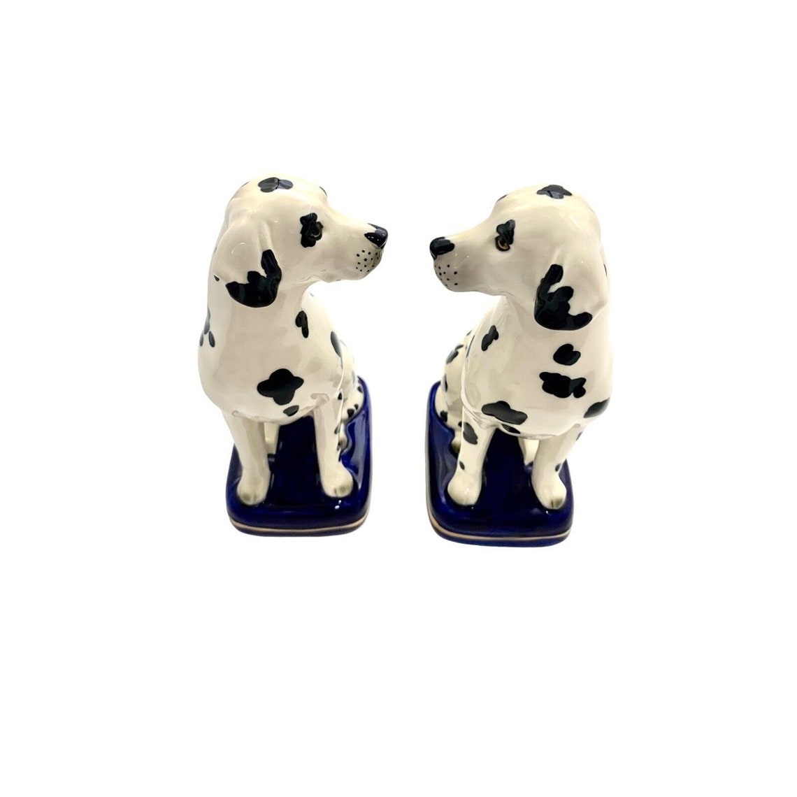 Dog Figurine Pair Dalmatian Black White Statue Fitz and Floyd Style ...