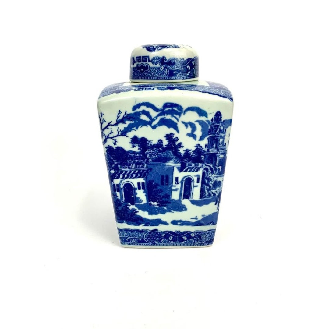 Vintage Blue & White Ginger Jar Authentic Victorian Ware Iron Stone ...