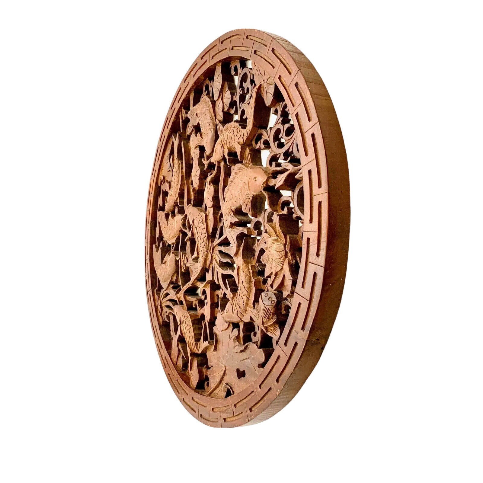 Koi Fish Design Asian Carved Wood Wall Mount Vintage Oriental Decor - Etsy