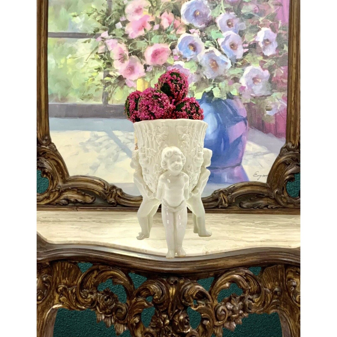 Porcelain Cherubs Pedestal Footed Planter Vase Homw Decor - Etsy