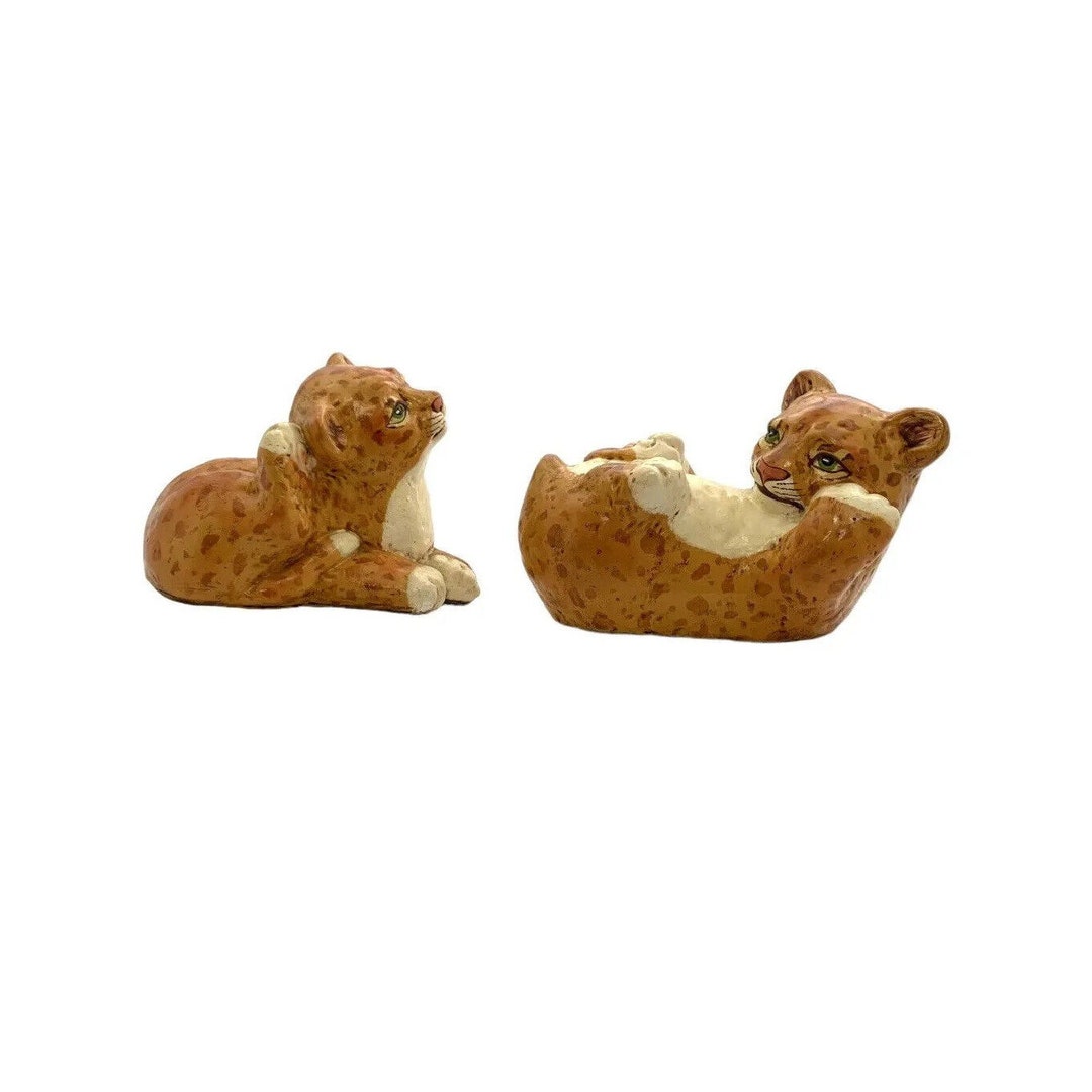 Leopard Cub Figurine Pair Wild Cat Clay Statue Vintage Tiger Decor - Etsy