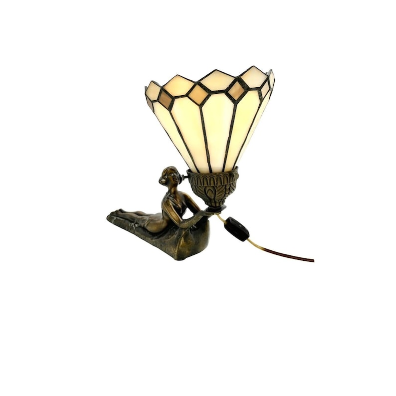 Lamp Laying Lady With Stain Glas Classic Art Deco Vintage Decor - Etsy