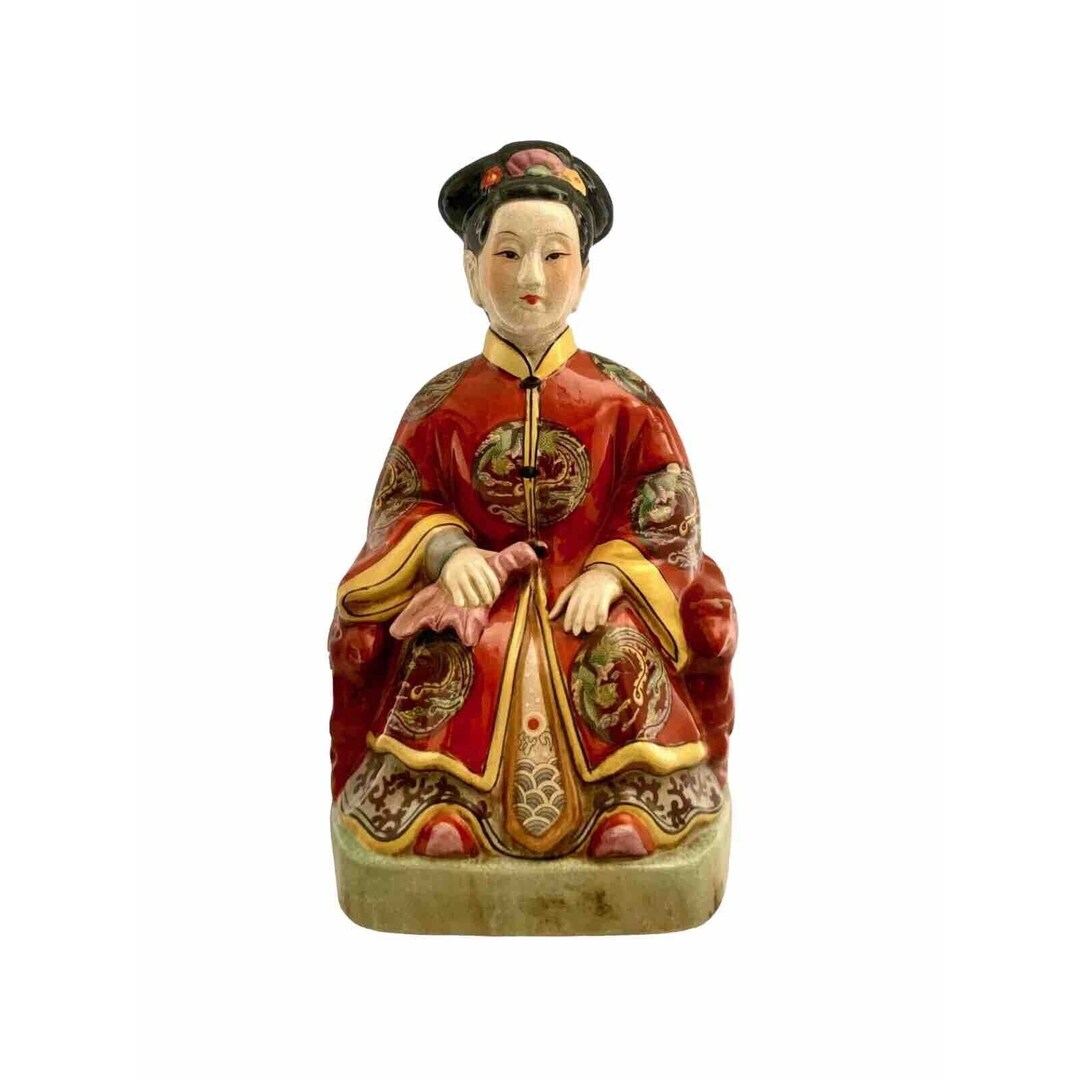 Empress on Throne Figurine Large Porcelain Oriental Statue Vintage ...