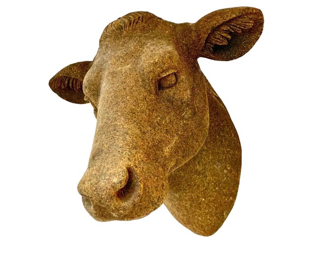 Cow Head Wall Sculpture Terracotta French Boucherie Style Vintage Decor ...