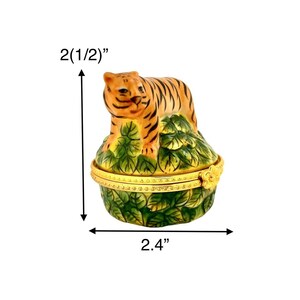 Tiger Trinket Box Porcelain Wild Cat Leopard Container Jaguar Safari ...