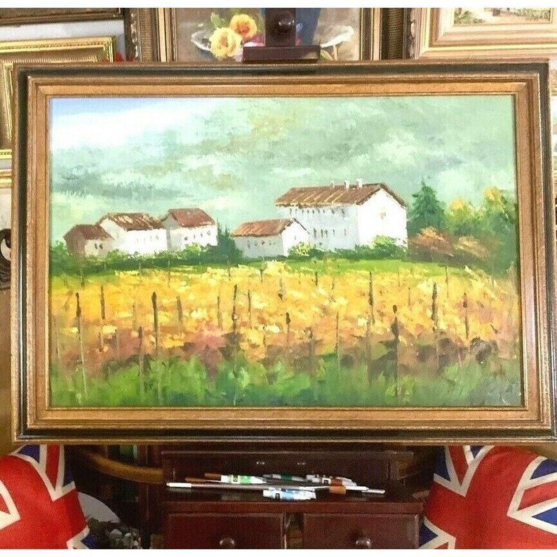 Painting White Farm House Landscape Large Oil on Canvas Art for Home ...
