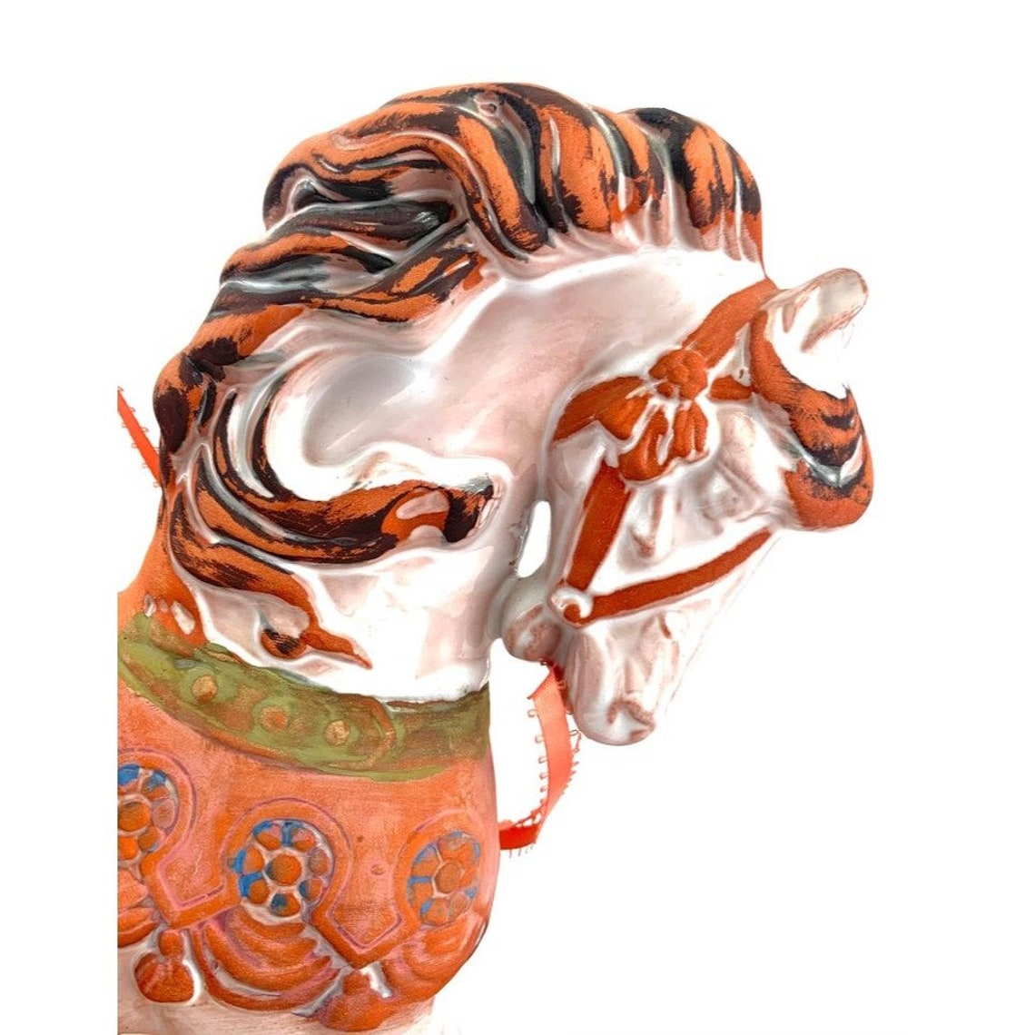 Horse Carousel Ceramic With Brass Design Beautiful Vintage - Etsy