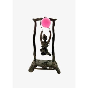 Lady on Swing With Balloon Figurine Bronze Statue Vintage Classic Decor ...