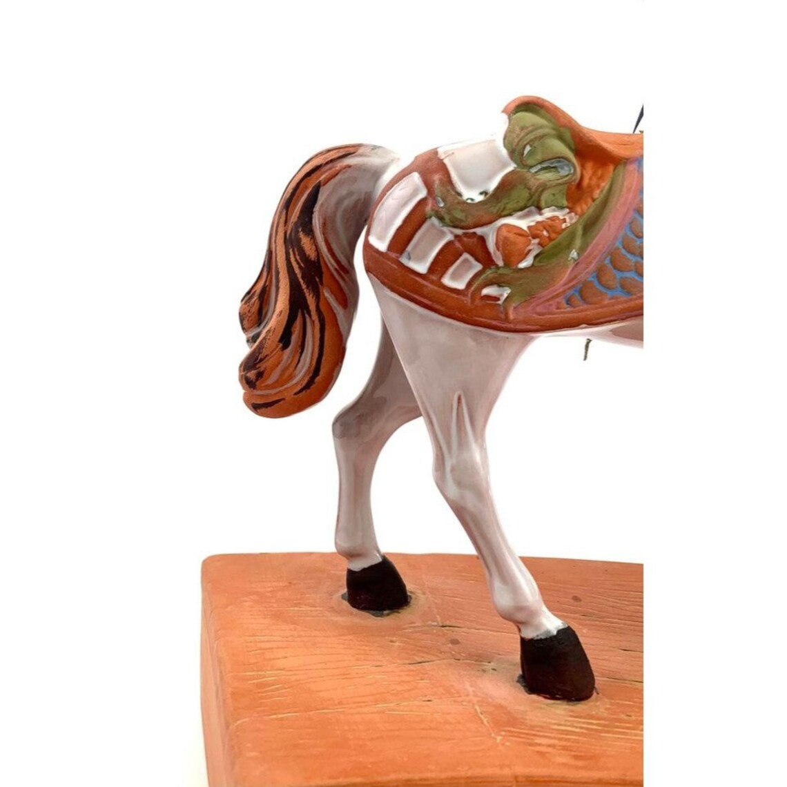 Horse Carousel Ceramic With Brass Design Beautiful Vintage - Etsy