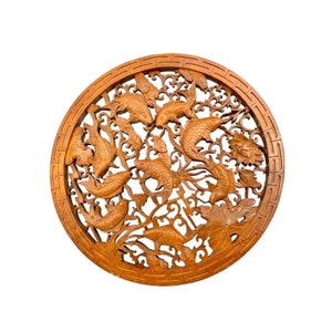 Koi Fish Design Asian Carved Wood Wall Mount Vintage Oriental Decor - Etsy