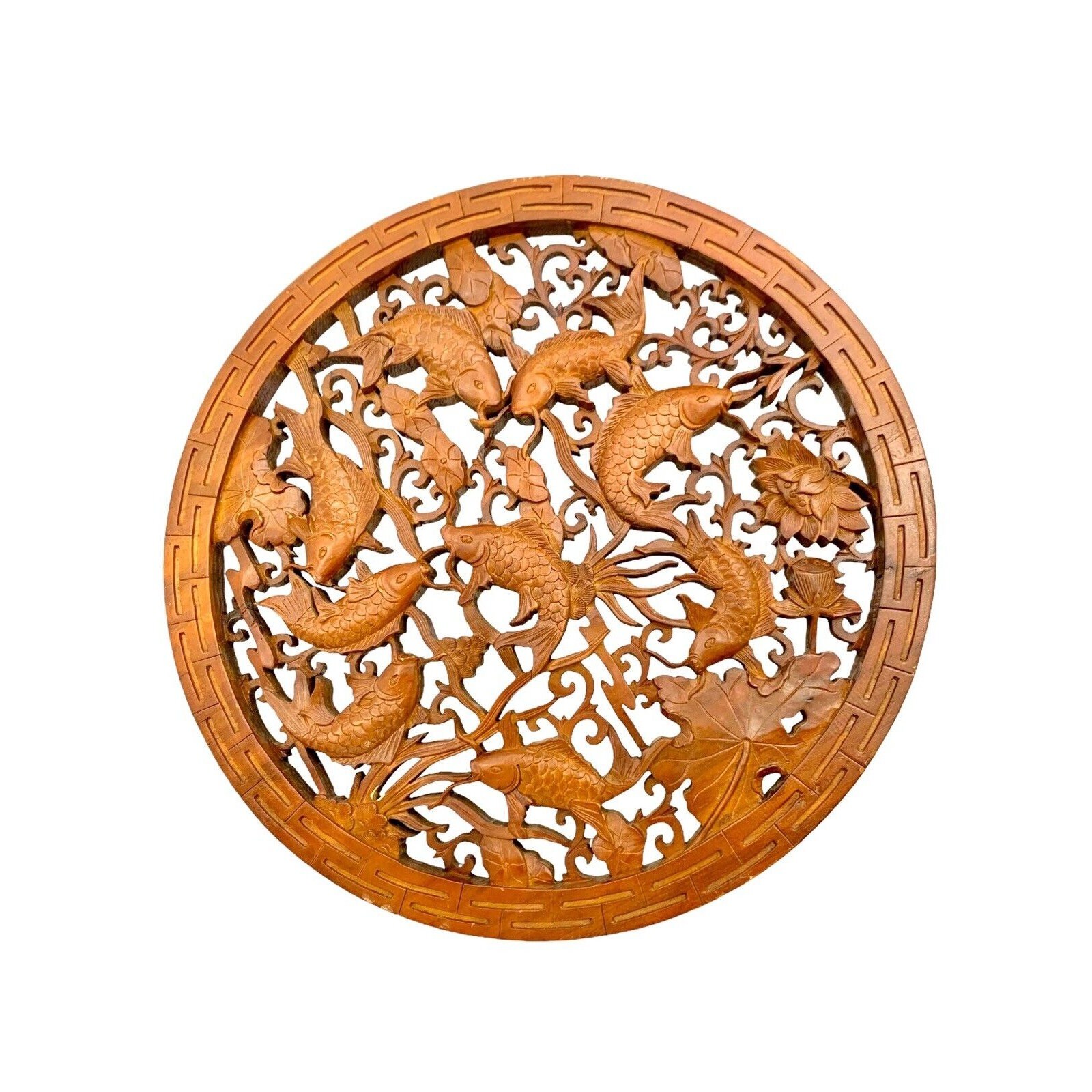 Koi Fish Design Asian Carved Wood Wall Mount Vintage Oriental Decor - Etsy