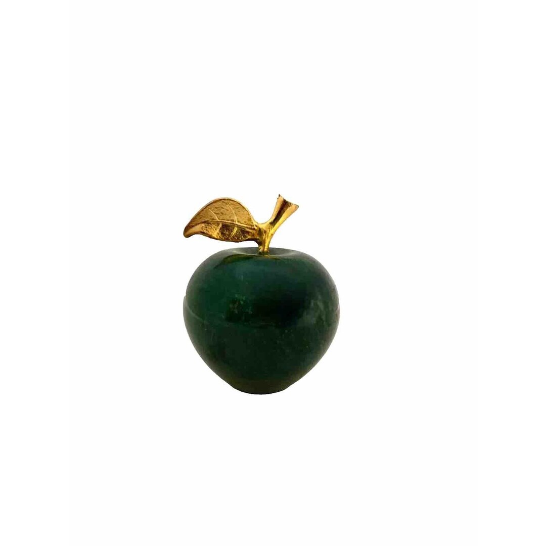 Stone Green Apple With Golden Stem Paper Weight Home Decor Gift - Etsy