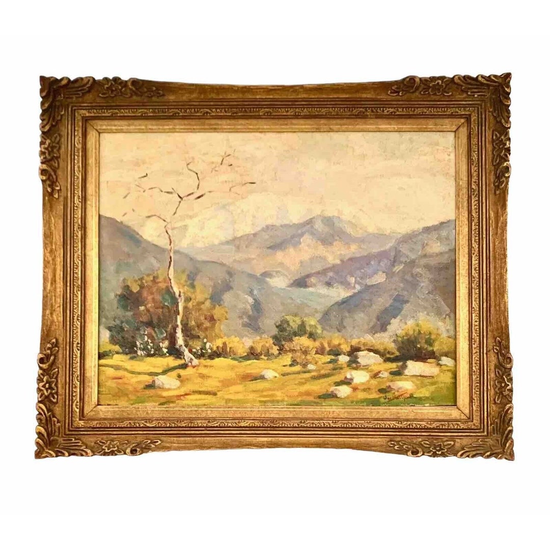 Painting Spring in Dry Land Oil on Board Framed Signed Vintage ...