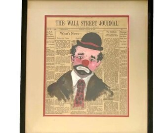 Vintage 1989 Rusty Rust Emmett Kelly Clown Painting, Oil on Canvas ...