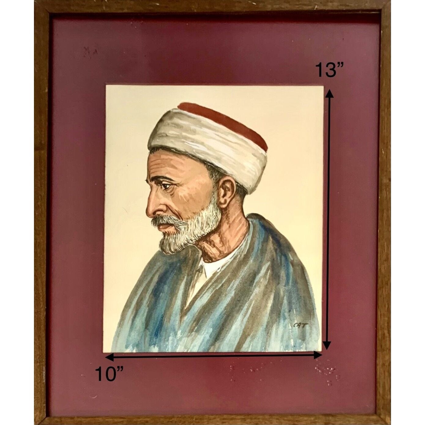 Painting Art Portrait Man Middle East Watercolor Framed Signed - Etsy