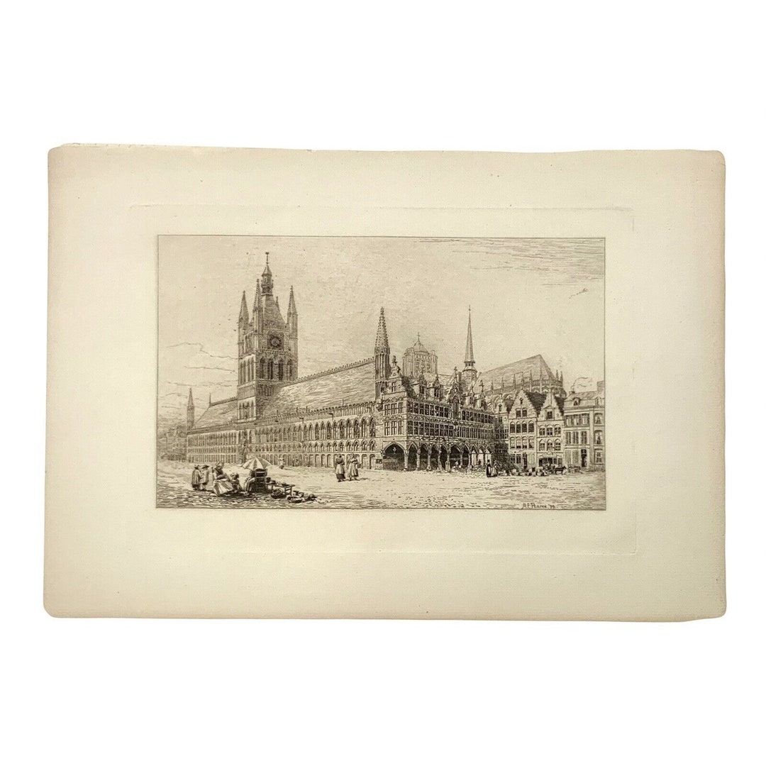 Hotel De Ville Etching by Arthur Ernest Pearce 1894 Antique ...