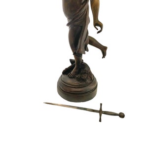 Cherub With Sword Sculpture Large Metal Angel Statue Vintage Classic ...