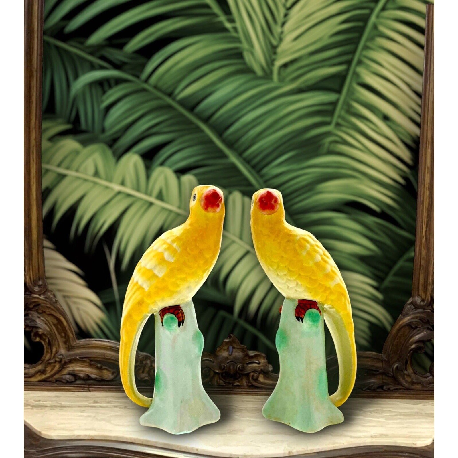 Tropical Yellow Bird Figurine Pair Ceramic Vintage Oriental - Etsy