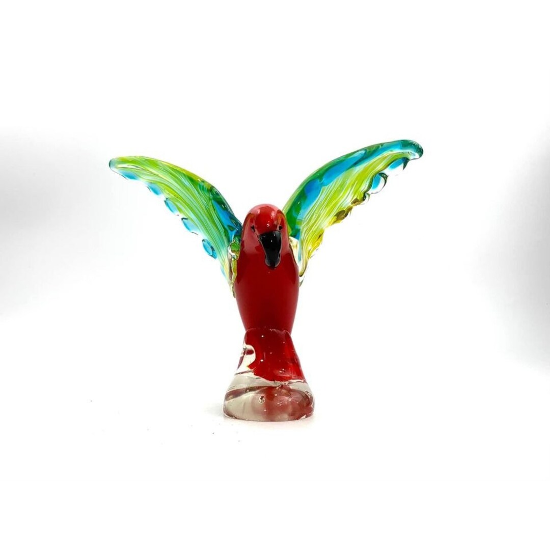 Bird Figurine Red and Green Glass Blown Beautiful Vintage Home Decor - Etsy
