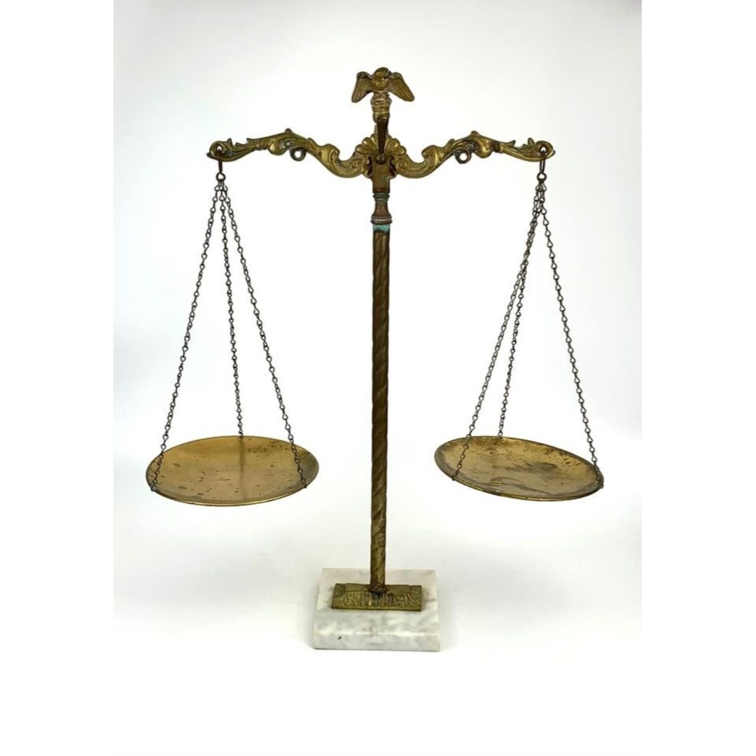 Vintage Old Scale Made of Brass & Marble With Eagle Design on Top ...