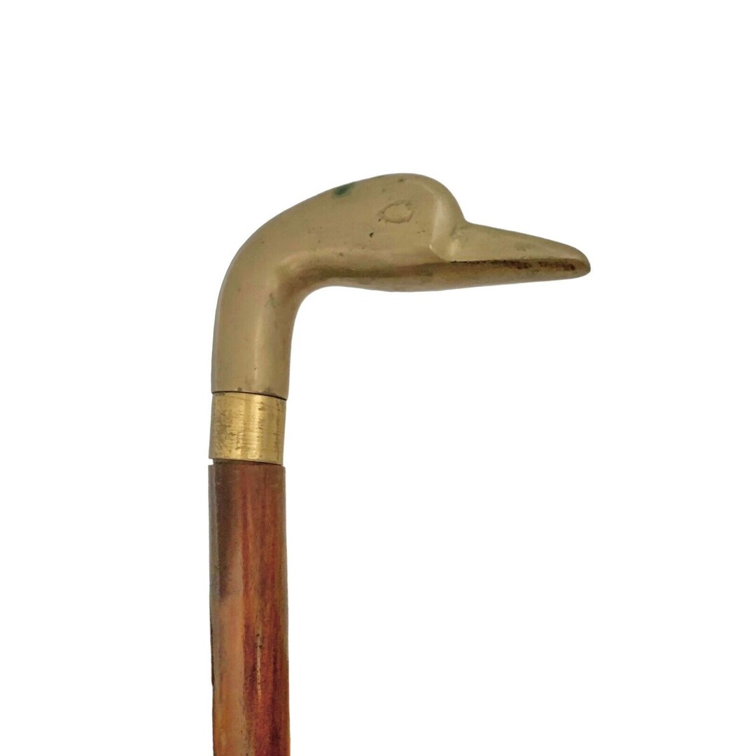 Duck Handle Design on Cane Vintage Metal Shape on Wood Walking Stick - Etsy