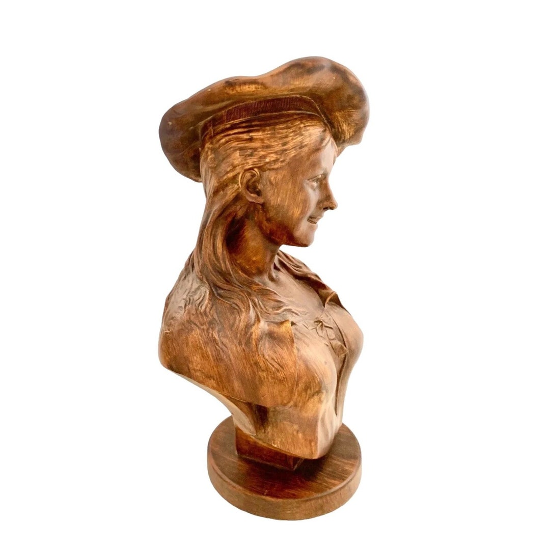 Bust French Lady Heavy Antique Sculpture Elegant Woman Signed Dated ...