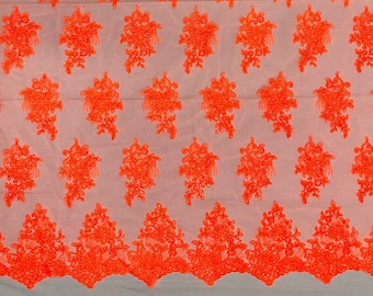 Orange Lace Fabric | Etsy