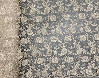 Elise GREY Polyester Corded Floral Embroidery on Mesh Lace - Etsy