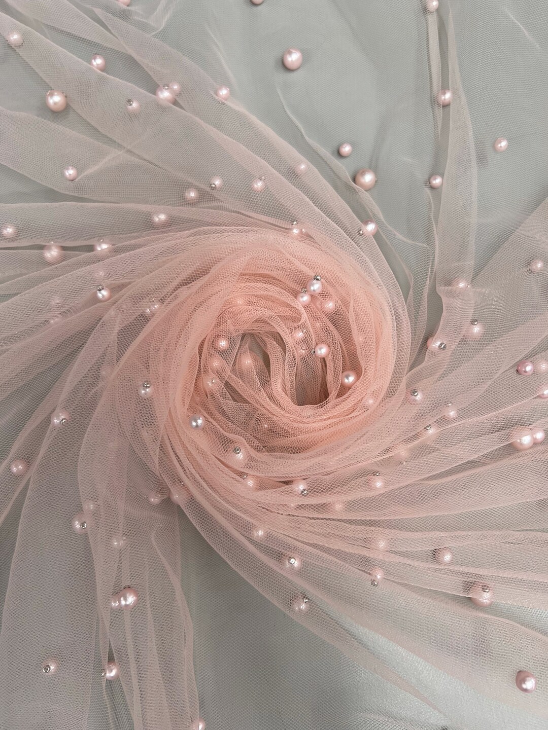 Queenie DUSTY ROSE Faux Pearls on Soft Mesh Lace Fabric for Gowns ...